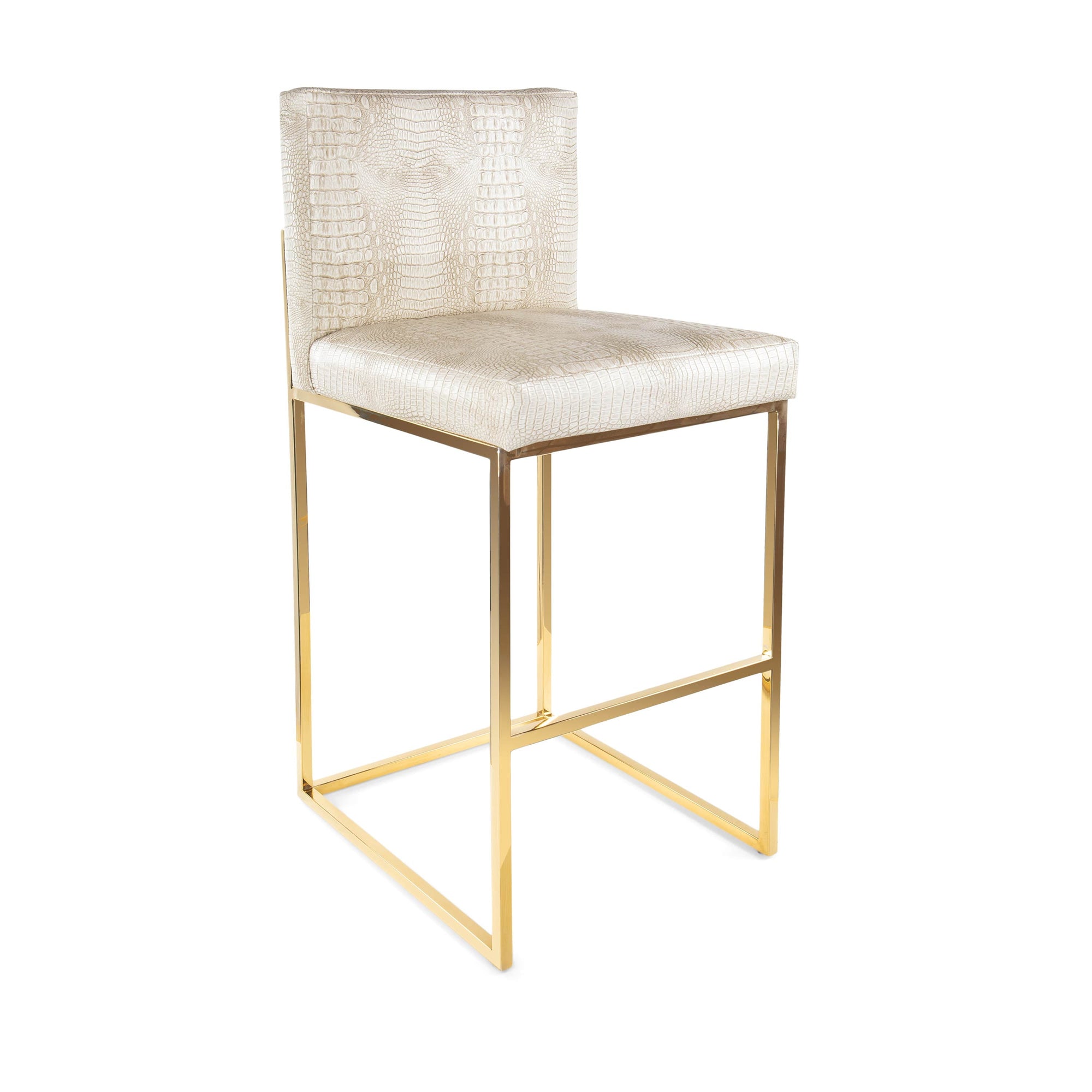 007 Barstool with Back - Faux Croc Seat Upholstery - ModShop