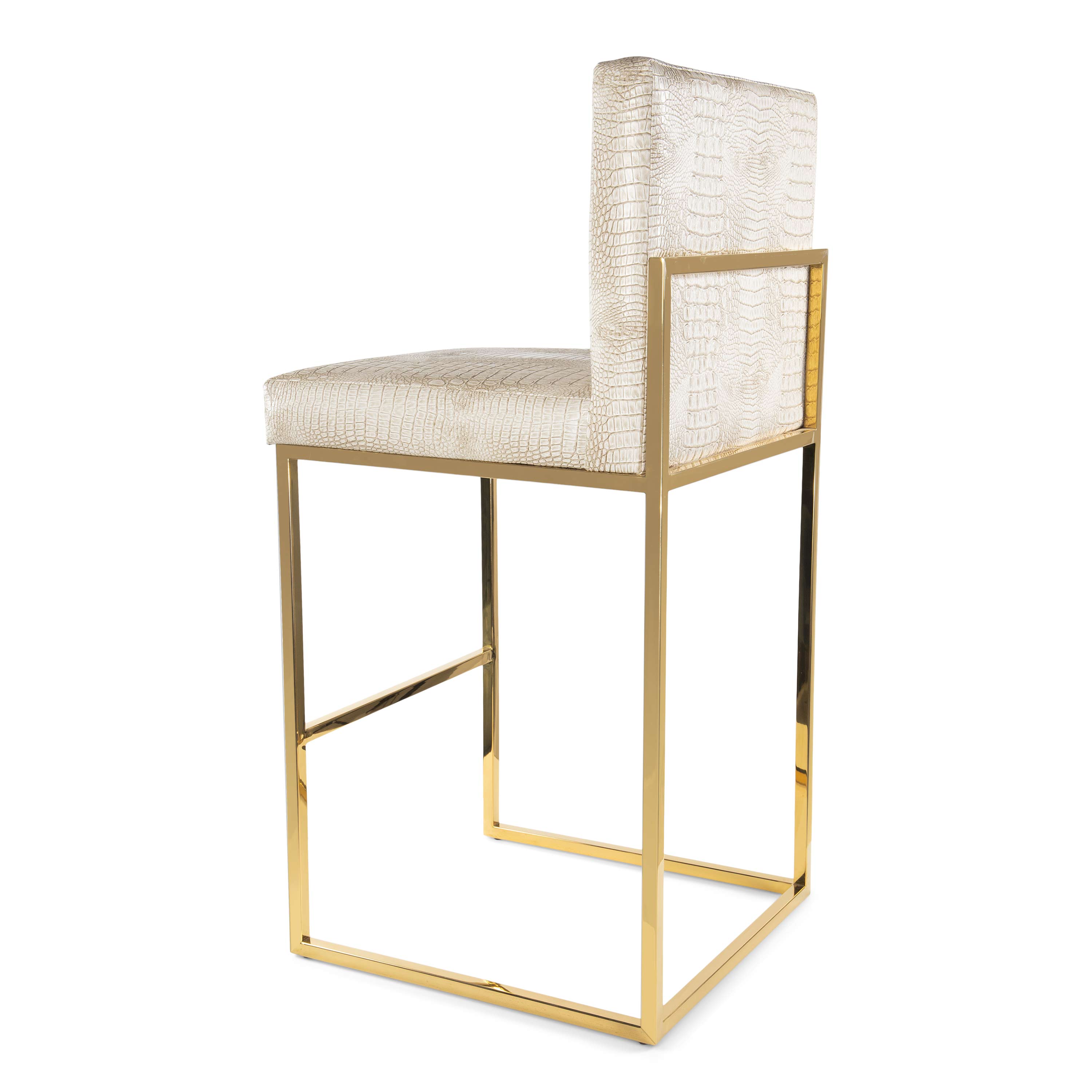 007 Barstool with Back - Faux Croc Seat Upholstery - ModShop