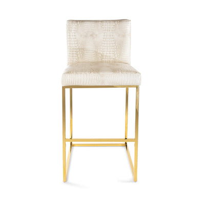 007 Barstool with Back - Faux Croc Seat Upholstery - ModShop