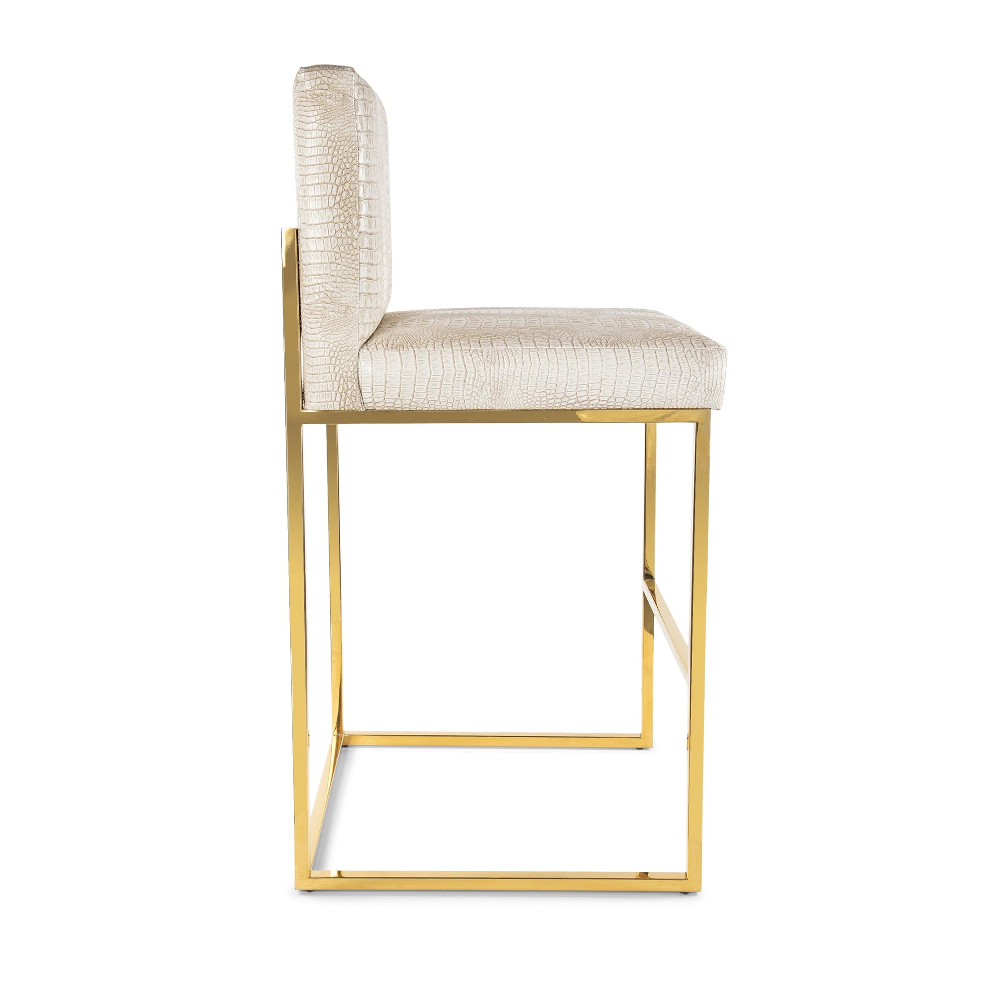 007 Barstool with Back - Faux Croc Seat Upholstery - ModShop