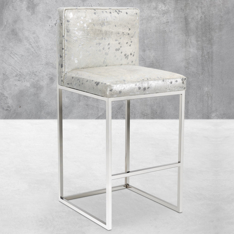 007 Barstool - Grey Faux Leather with Long Tufting - ModShop