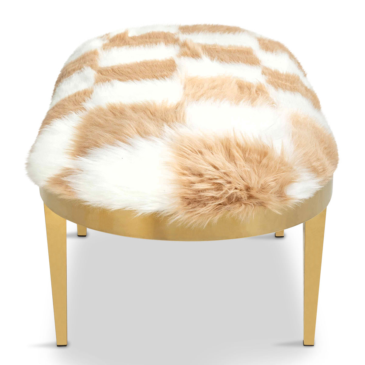Furry Bastard Bench in Orange Furry Cow Fabric - ModShop