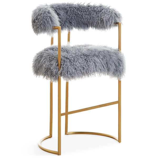 Acapulco 2 Bar and Counter Stool - Modern Curved Stool - Mongolian Fur ...