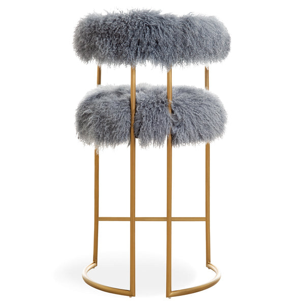 Acapulco 2 Bar and Counter Stool - Modern Curved Stool - Mongolian Fur ...