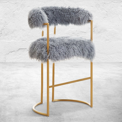 Acapulco 2 Bar and Counter Stool - Modern Curved Stool - Mongolian Fur ...