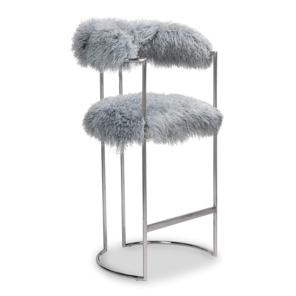 Acapulco 2 Bar and Counter Stool - Modern Curved Stool - Mongolian Fur ...