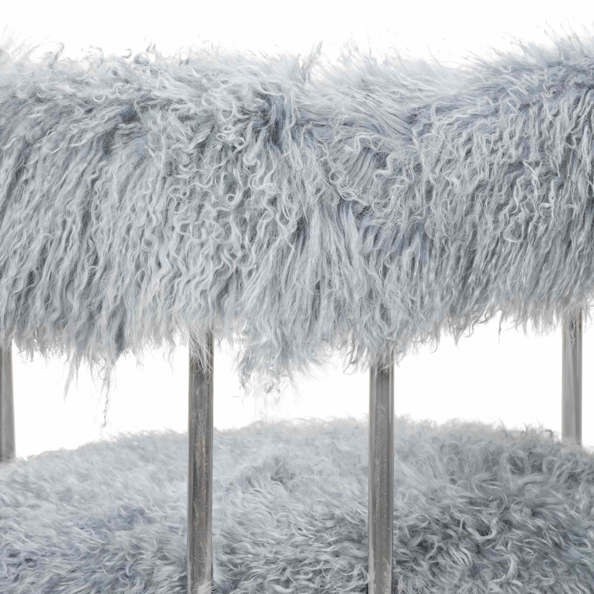 Acapulco 2 Bar and Counter Stool - Modern Curved Stool - Mongolian Fur ...