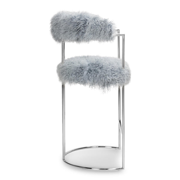 Acapulco 2 Bar and Counter Stool - Modern Curved Stool - Mongolian Fur ...