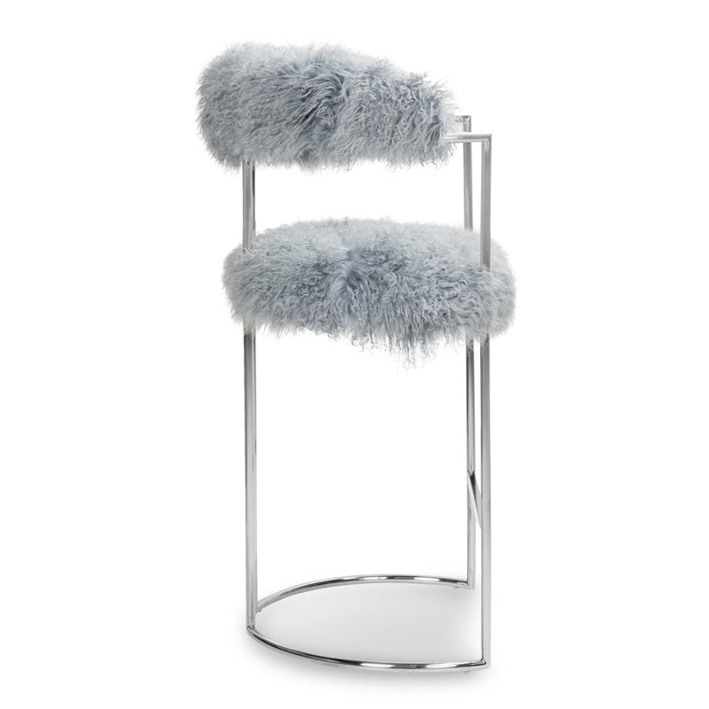 Acapulco 2 Bar and Counter Stool - Modern Curved Stool - Mongolian Fur ...