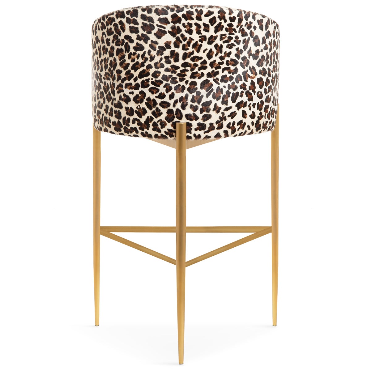 Art Deco Leopard Print Stool w/Brass - ModShop