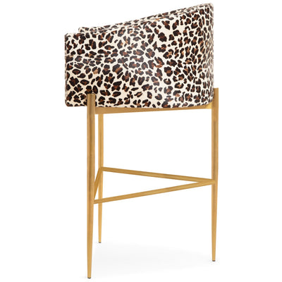 Art Deco Leopard Print Stool w/Brass - ModShop