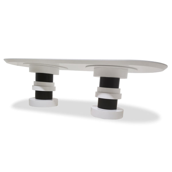 Boca Dining Table in Double Black and White Pedestal with Matte White ...
