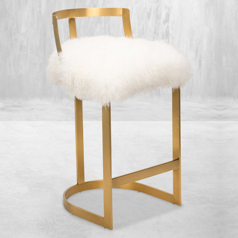 Madrid Bar and Counter Stool with Mongolian Fur - ModShop